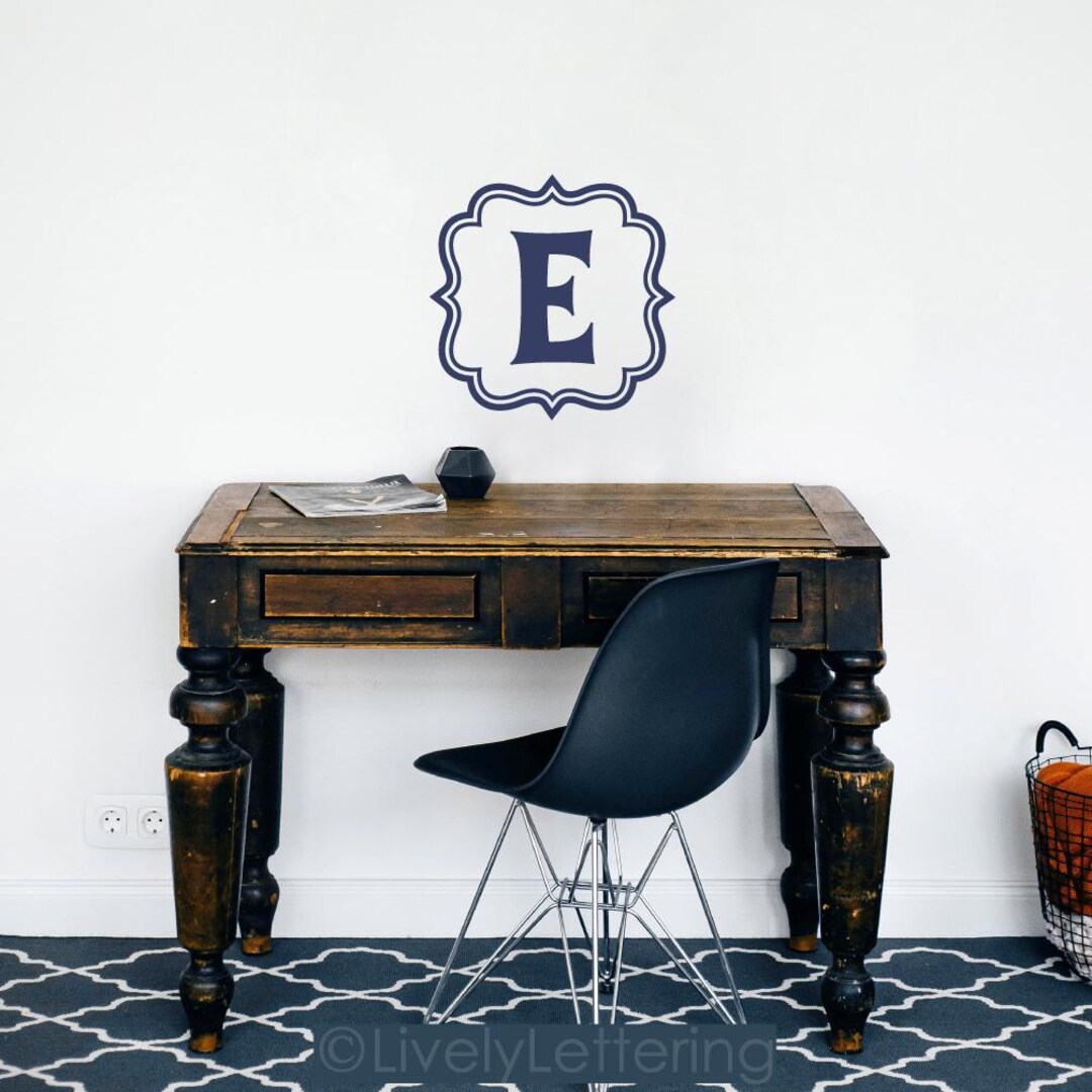 Letter Wall Decal, Monogram Wall Decal, Vinyl Initial With Bracket ...