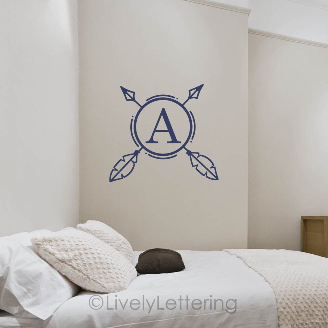 Tribal Arrow Monogram Wall Decal: Boho Initial Nursery Decor - Etsy