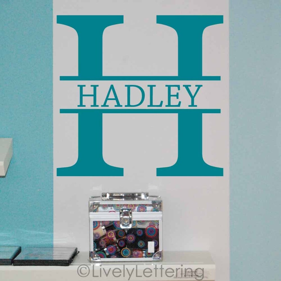 Personalized Letter and Name Wall Decal, Initial and Name Monogram ...