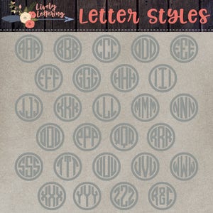 6" Circle Block Monogram, Monogram Wall Decal, Circle Monogram Frame ...