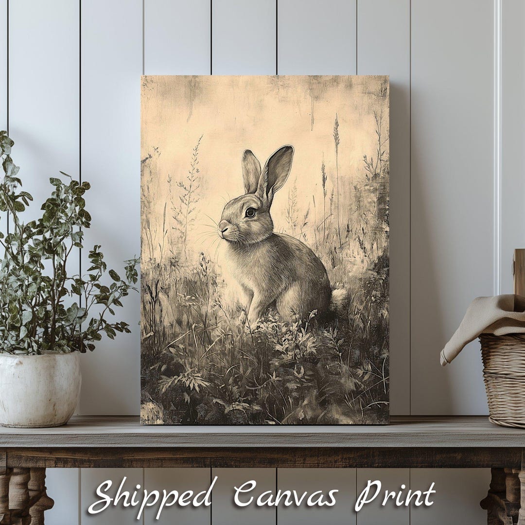 Vintage Rabbit Canvas Print Timeless Vintage-inspired Rabbit Sketch ...