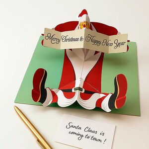 Santa Claus Lying on Floor 3D Pop up Greeting Card, Handcrafted Card ...