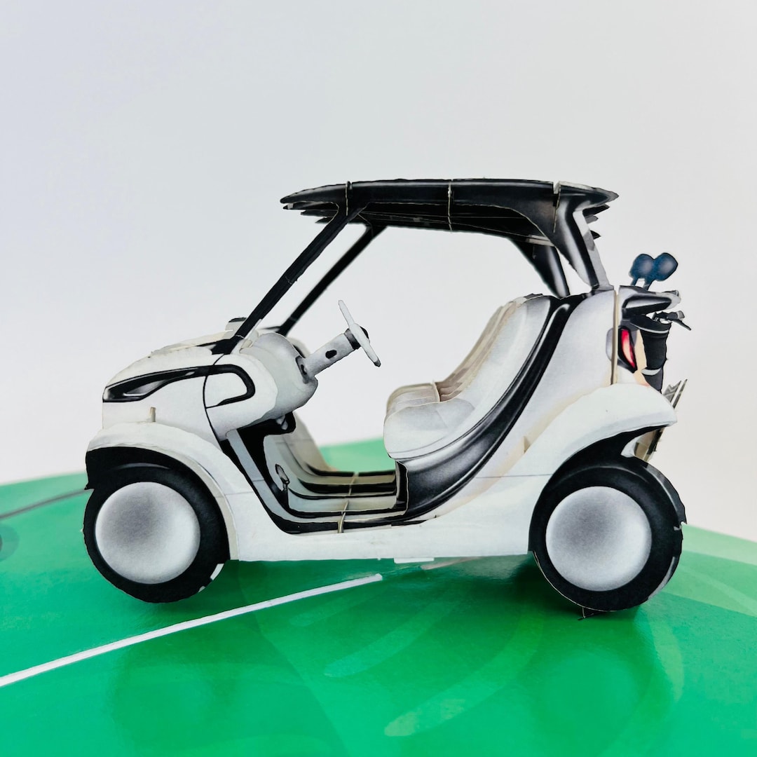 Tee Time Ready Pop up Card – 3D Golf Cart Card for Dad, Golfer Birthday ...