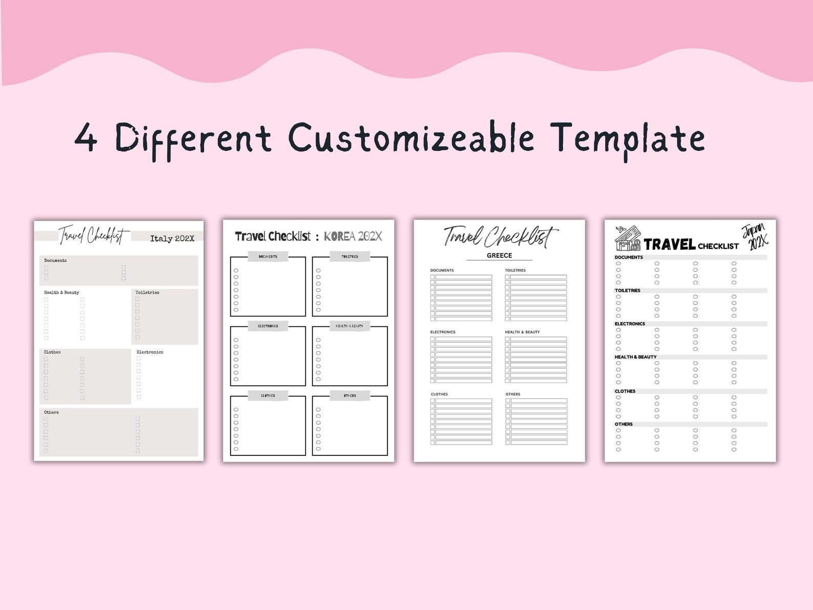 Blank Travel Checklist, Travel Planner, Customize, Editable in Canva ...