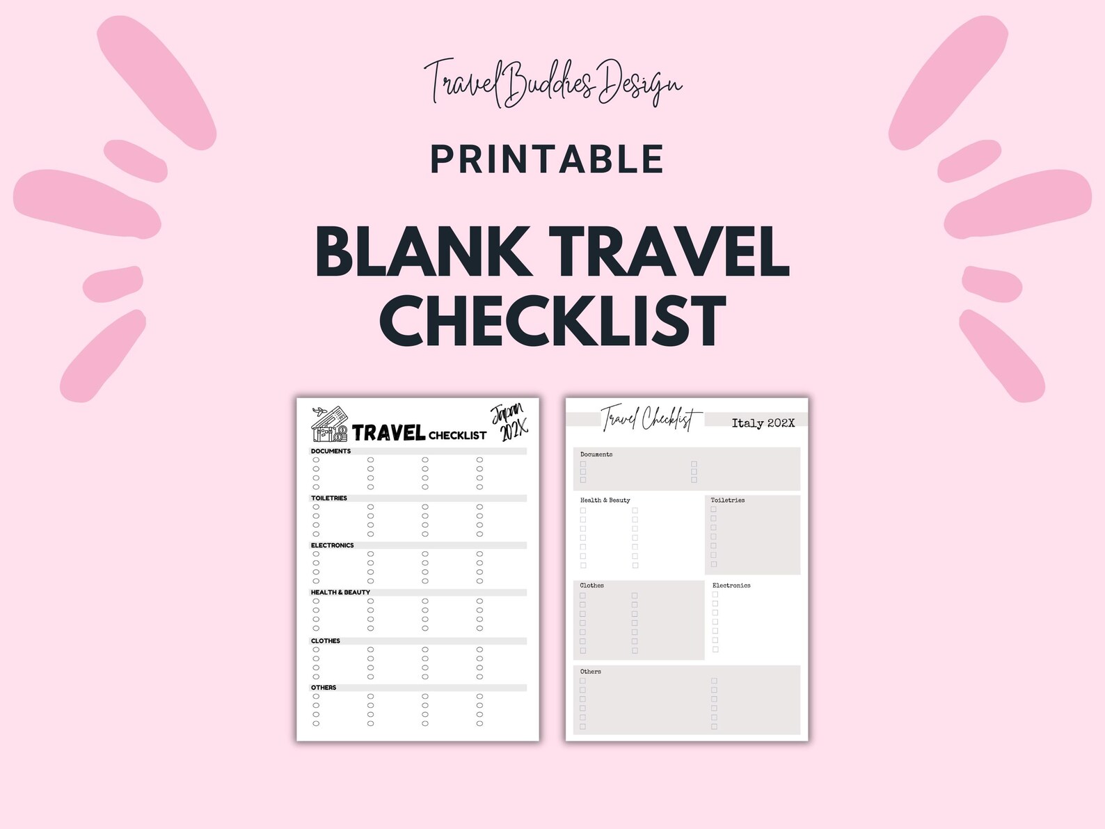 Blank Travel Checklist, Travel Planner, Customize, Editable in Canva ...