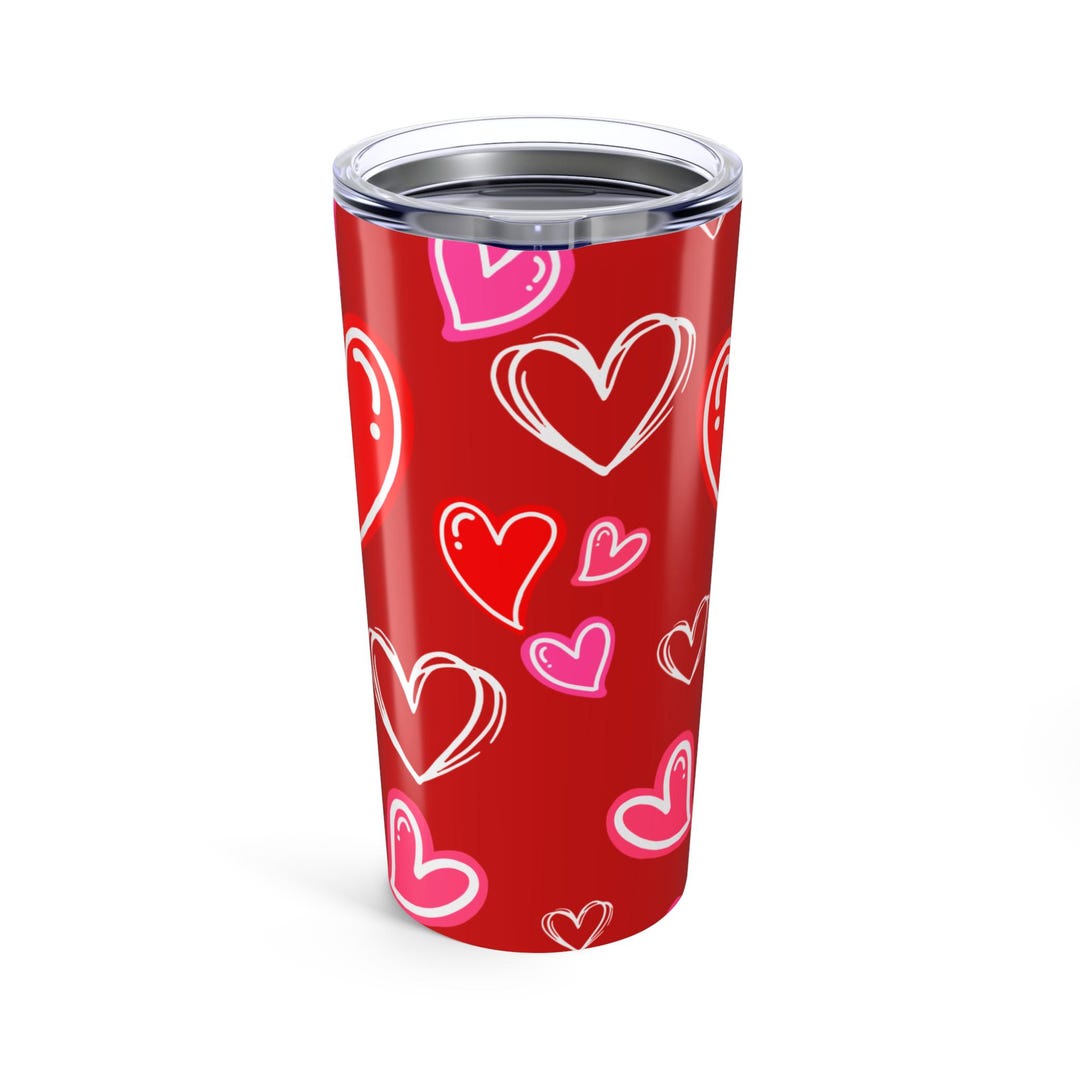 Valentine Heart Tumbler, Love Cup, Romantic Drinkware, Pink and Red ...