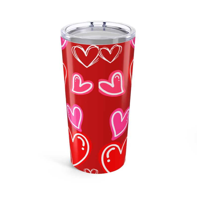 Valentine Heart Tumbler, Love Cup, Romantic Drinkware, Pink and Red ...