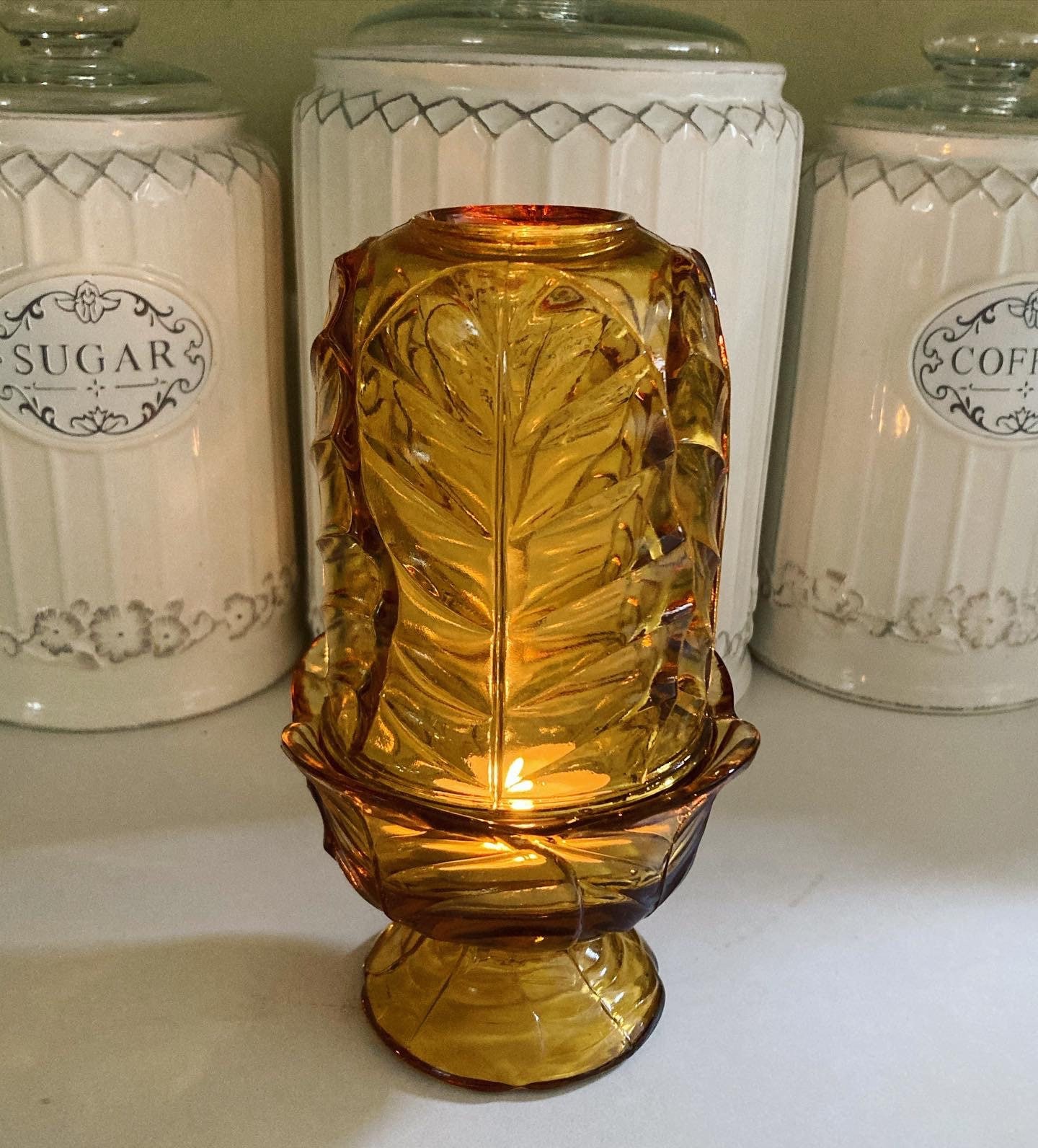 Viking Cabbage Leaf Fairy Lamp Amber - Etsy