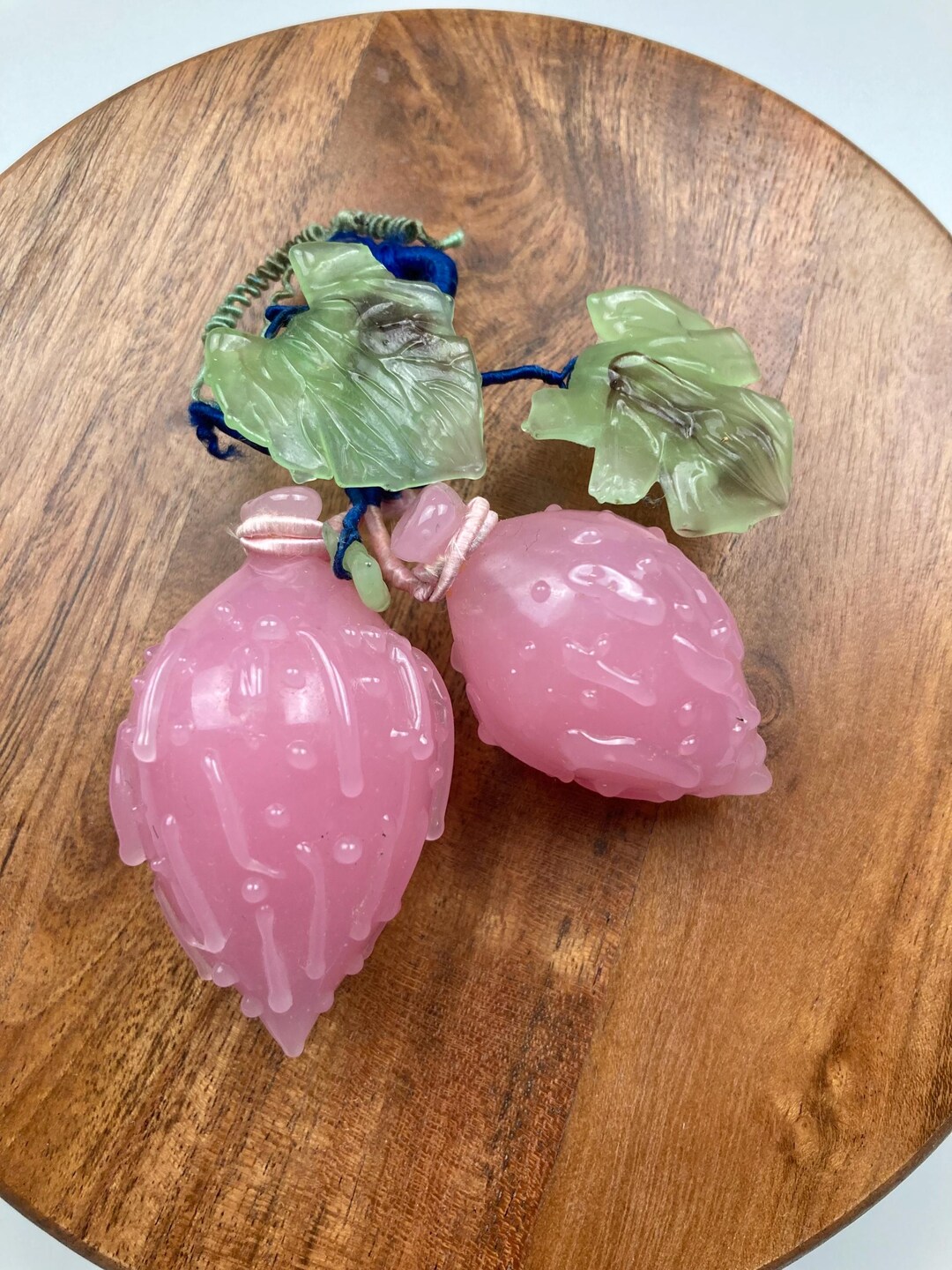 Rose Quartz Fruit W Jade Stone Leaves - Etsy