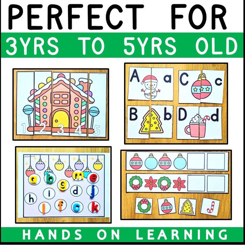 Christmas Theme Preschool Activity Pack | Holiday Printable Worksheets ...