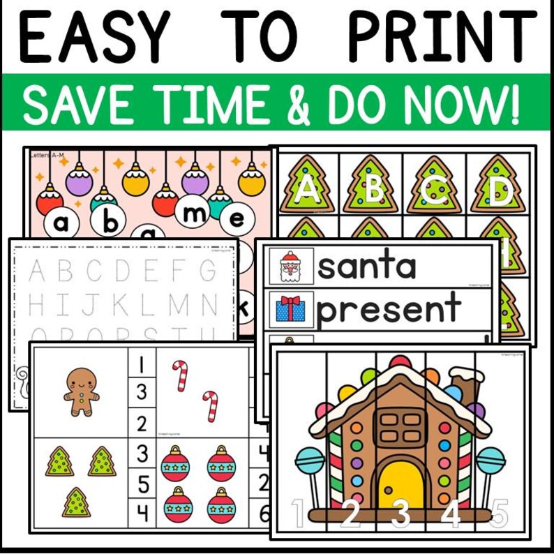 Christmas Theme Preschool Activity Pack | Holiday Printable Worksheets ...