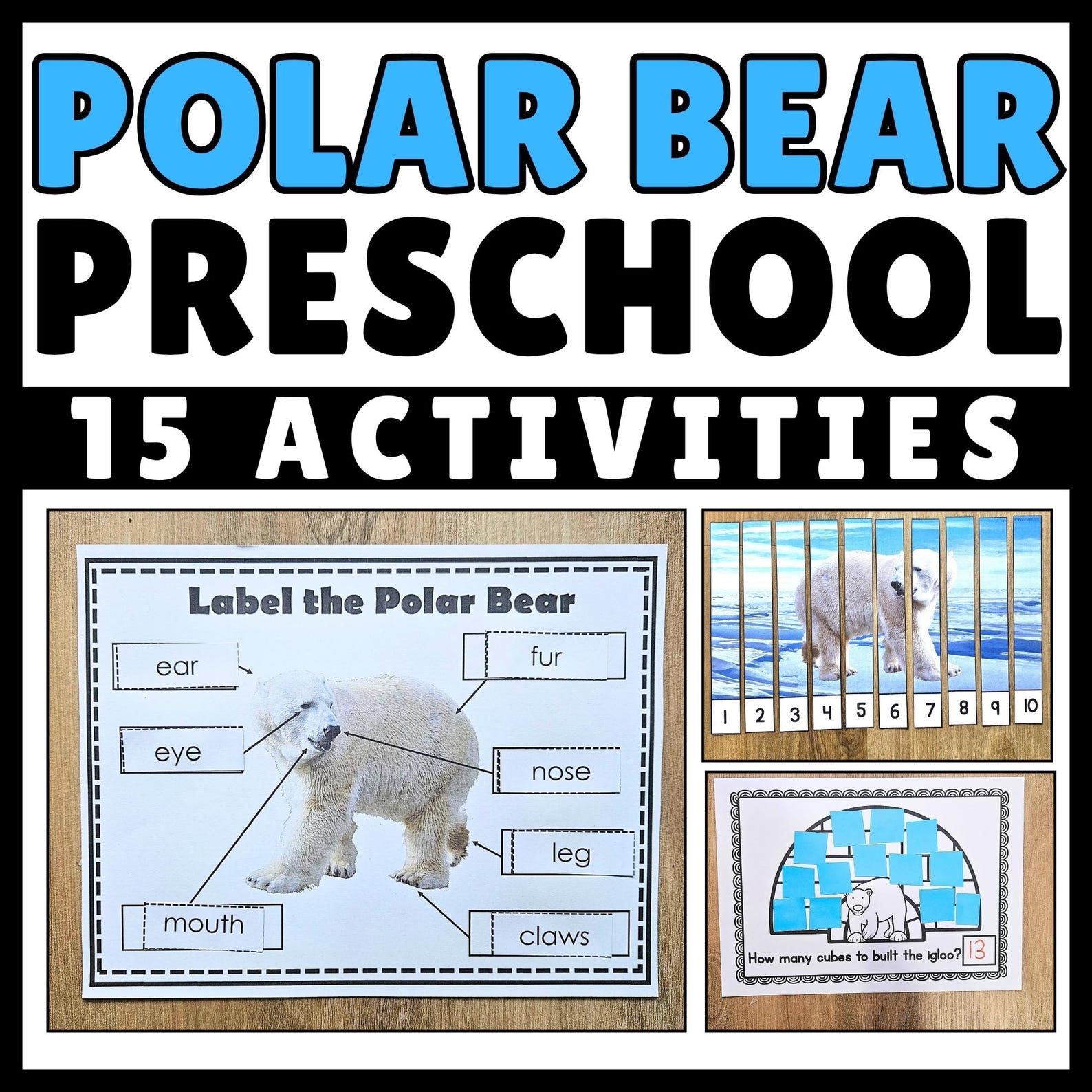 Winter Themed Polar Bear Activity Pack for 4yrs Old to 6yrs Old (15 ...
