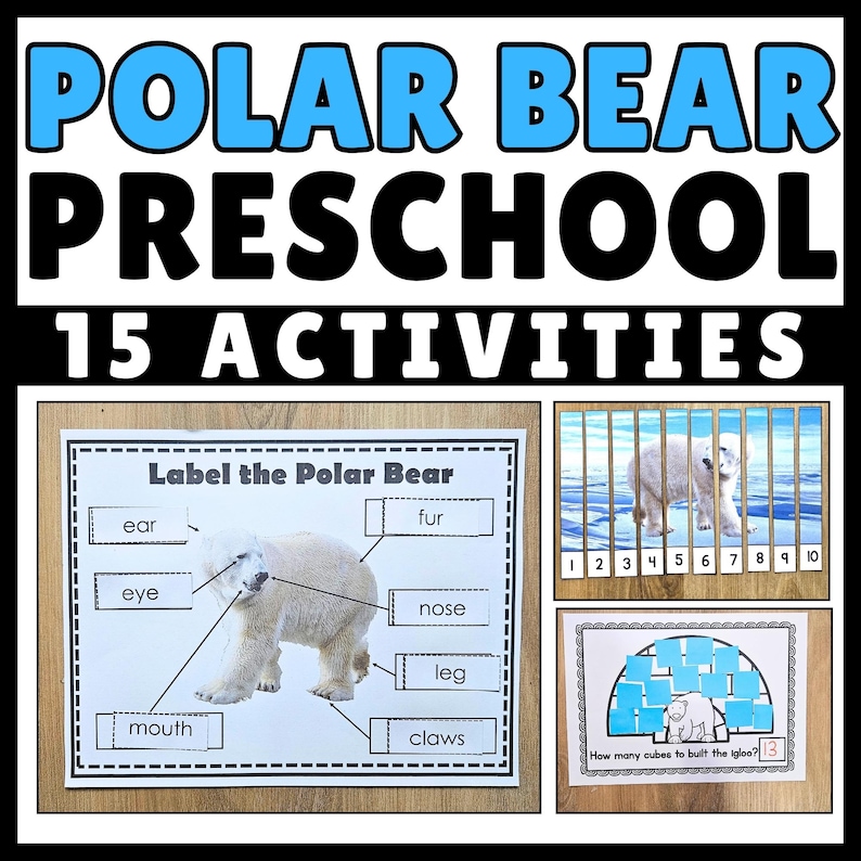 Winter Themed Polar Bear Activity Pack for 4yrs Old to 6yrs Old (15 ...