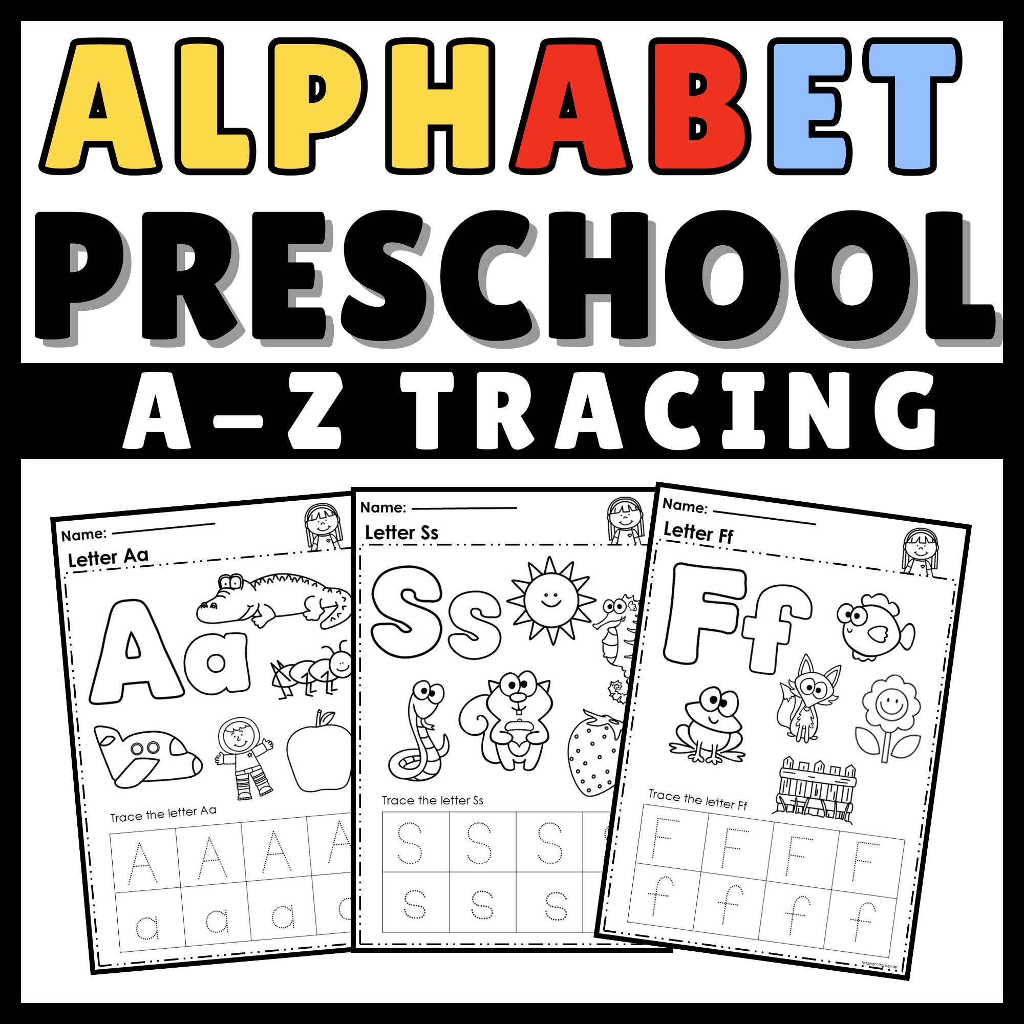 Alphabet Tracing ,alphabet Coloring Printable, Preschool Learning ...