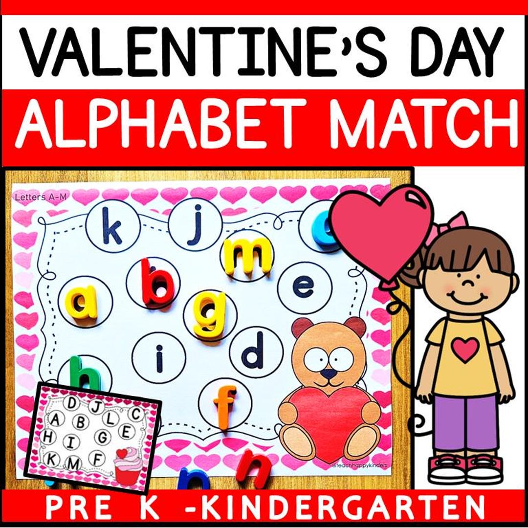 Valentine's Day Alphabet Matching Mats Activity Printable - Etsy