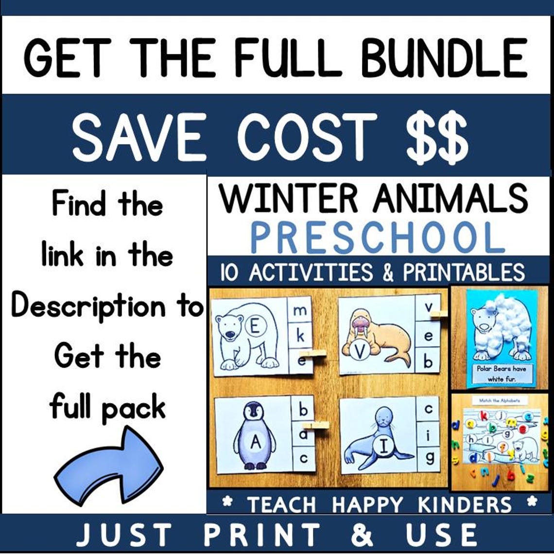 Polar Animal Alphabet Matching Busy Bag Activity , Educational Game ...