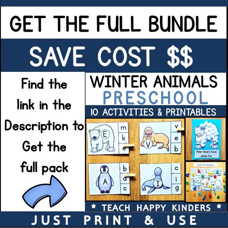 Polar Animal Alphabet Matching Busy Bag Activity , Educational Game ...