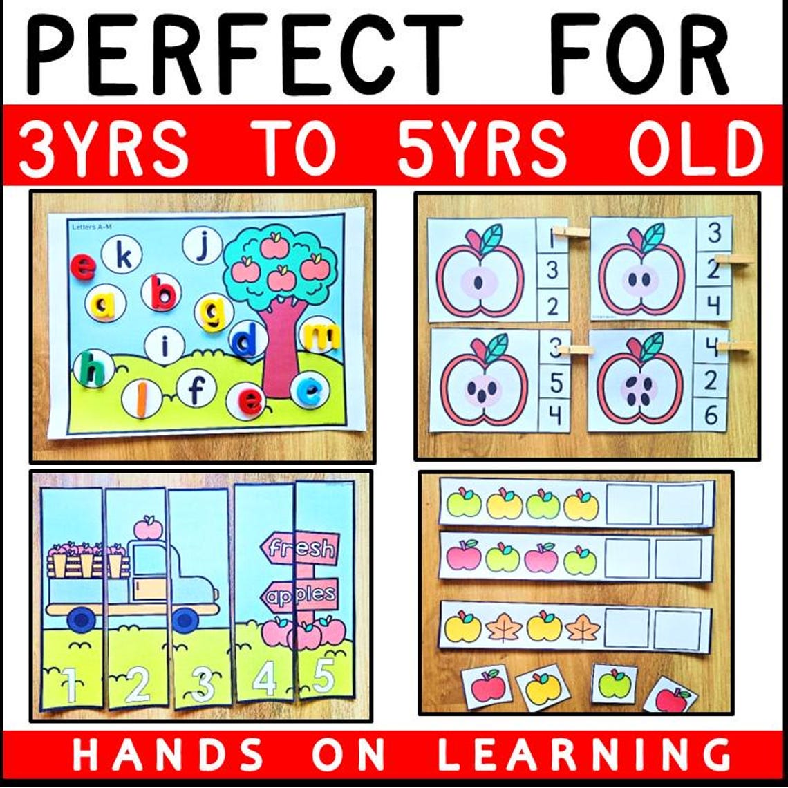 Apple Theme Preschool Activity, Pre-k Homeschool Preschool Curriculum ...