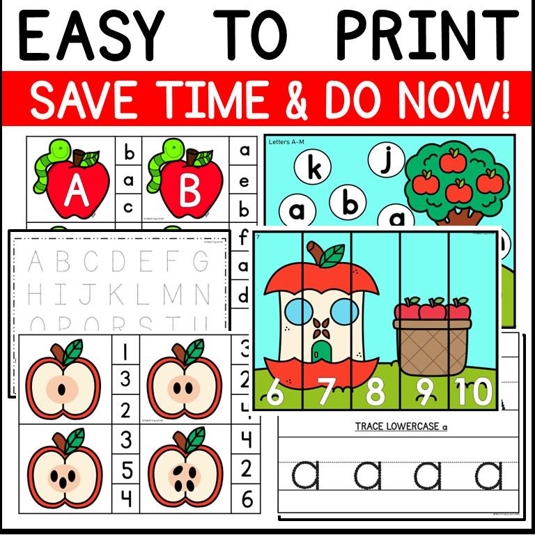 Apple Theme Preschool Activity, Pre-k Homeschool Preschool Curriculum ...