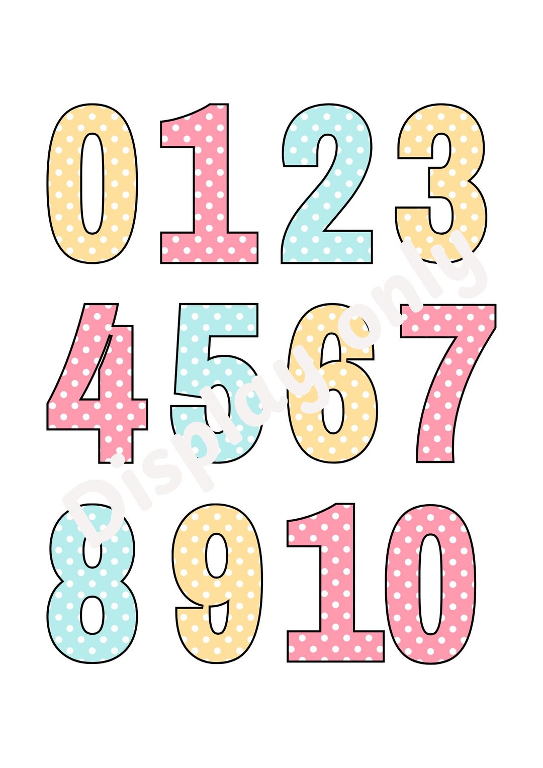 Bulletin Board Numbers 1-10 - Pastel Polka Dots - Etsy