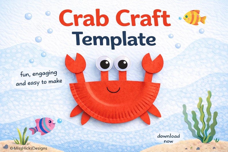 Crab Craft Template | Ocean-themed Craft for Preschool, Kindergarten ...
