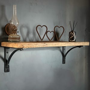Rustic Wrought Iron Shelf Bracket, Metal Shelf Bracket, Farmhouse Black ...