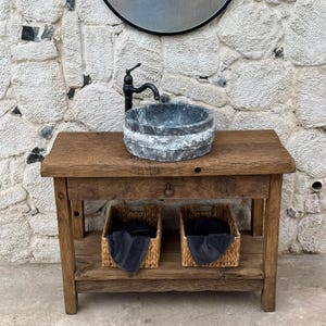 Rustic Reclaimed Wood Bathroom Vanity for Single Sink - Handcrafted ...