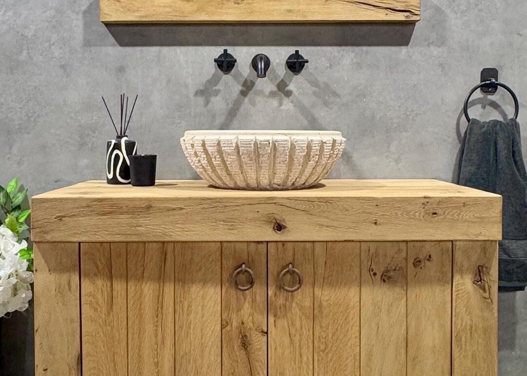 Farmhouse Travertine Vessel Sink Stone, Natural Stone Sink for Rustic ...