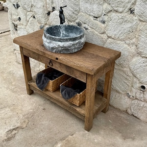 Rustic Reclaimed Wood Bathroom Vanity for Single Sink - Handcrafted ...