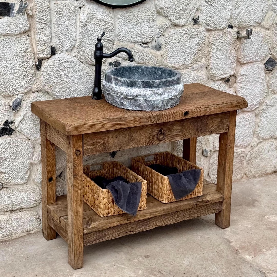 Rustic Reclaimed Wood Bathroom Vanity for Single Sink - Handcrafted ...