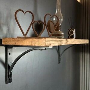 Rustic Wrought Iron Shelf Bracket, Metal Shelf Bracket, Farmhouse Black ...