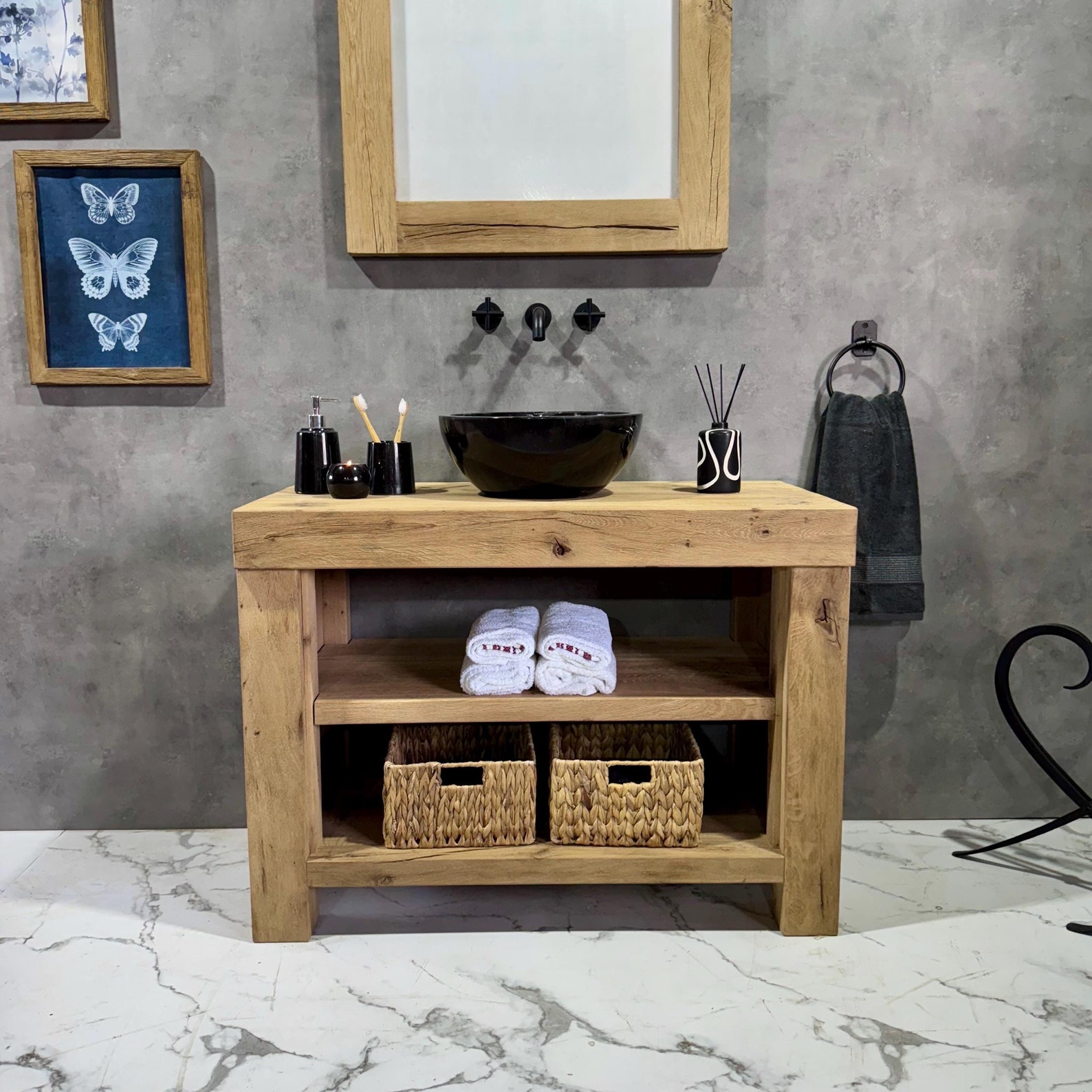 Furniture Bathroom Vanity Unit Rustic Oak, Wooden Bathroom Vanity Oak ...