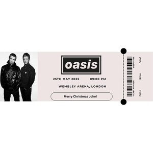 Oasis, Digital Concert Ticket, Concert Keepsake Souvenir and Gift ...