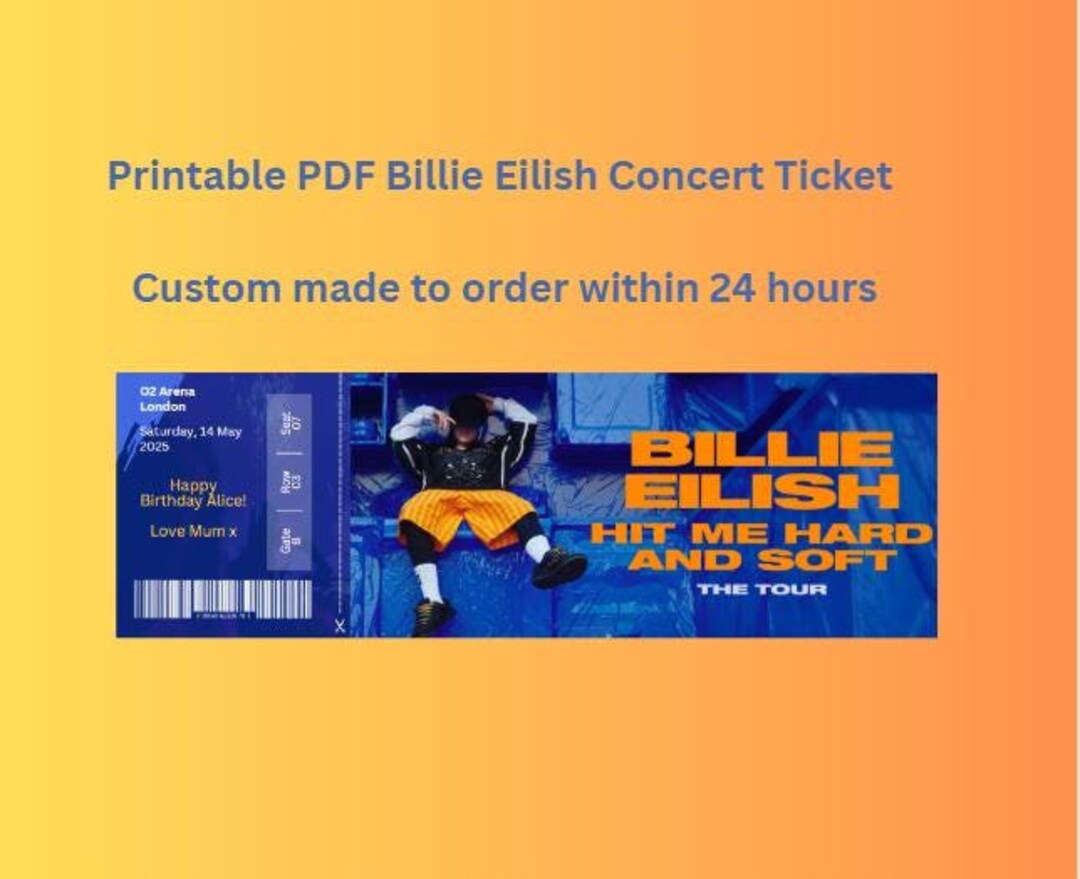 Billie Eilish Digital Concert Ticket. Downloadable in PDF Format for ...