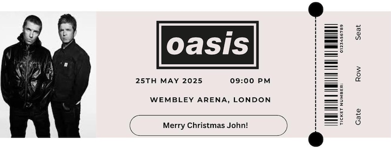 Oasis, Digital Concert Ticket, Concert Keepsake Souvenir and Gift ...