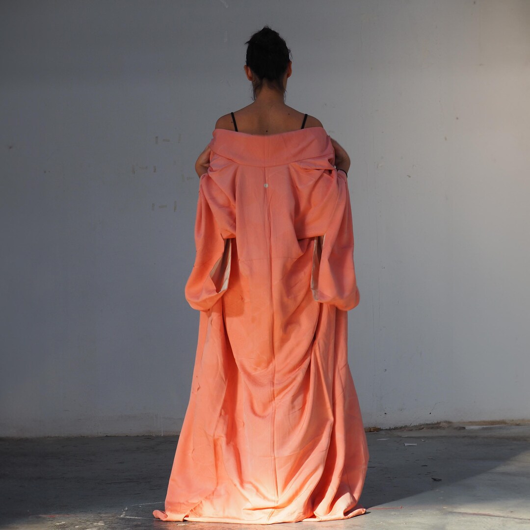 Japanese Vintage Pink Kimono With Traditional Patterns, Antique ...