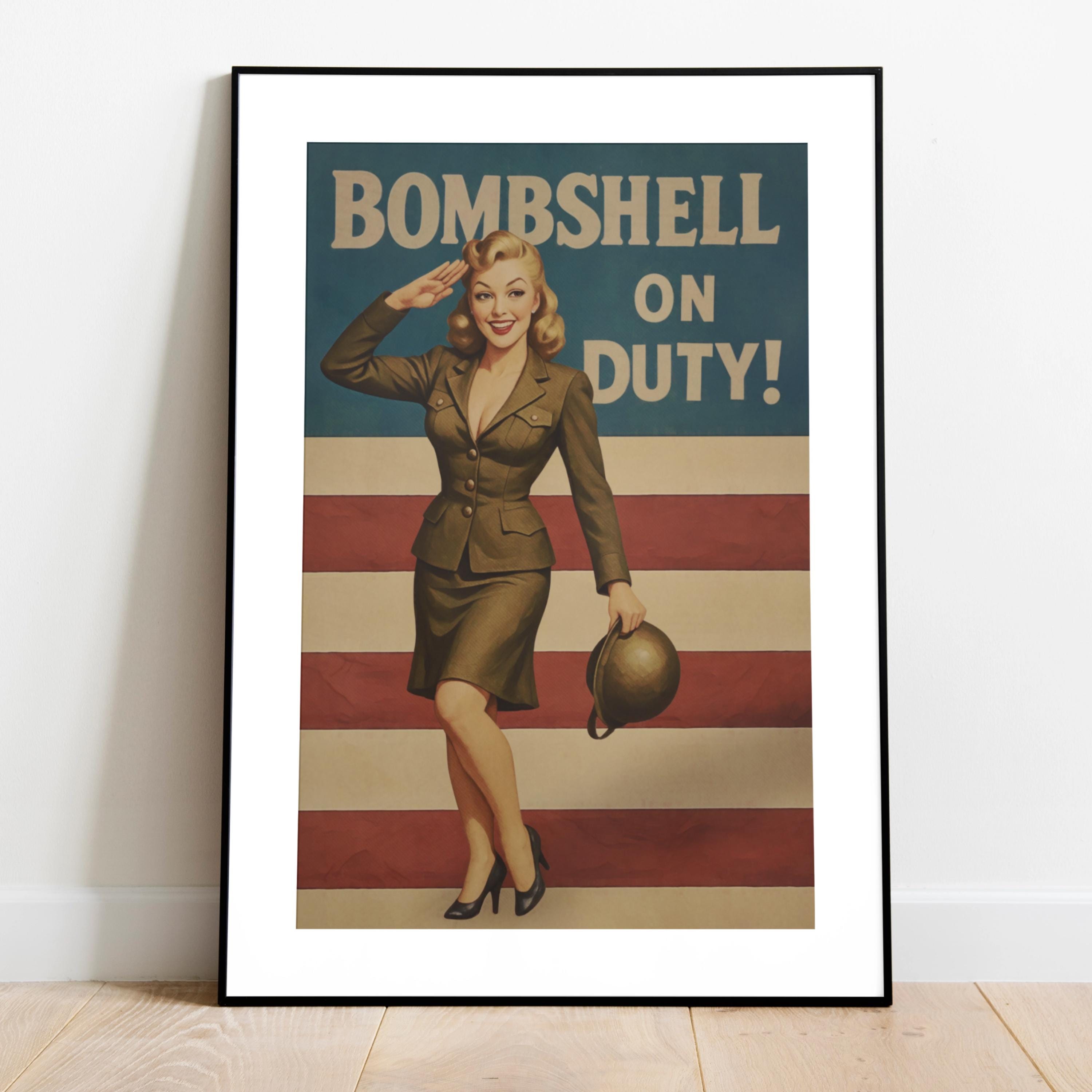 Vintage Pin-up Girl Poster: Retro Army Bombshell Art Print (12x18") - Etsy