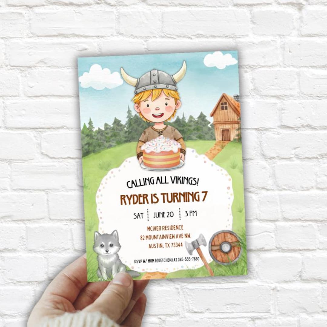 Watercolor Viking Birthday Invitation for Boys (digital Download), Two ...