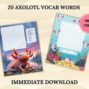 Axolotl Word Search: Printable Birthday Party Games (digital Download ...