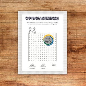 Capybara Wordsearch Puzzles. 5 Cute Word Search Sheets. Fun Activity ...
