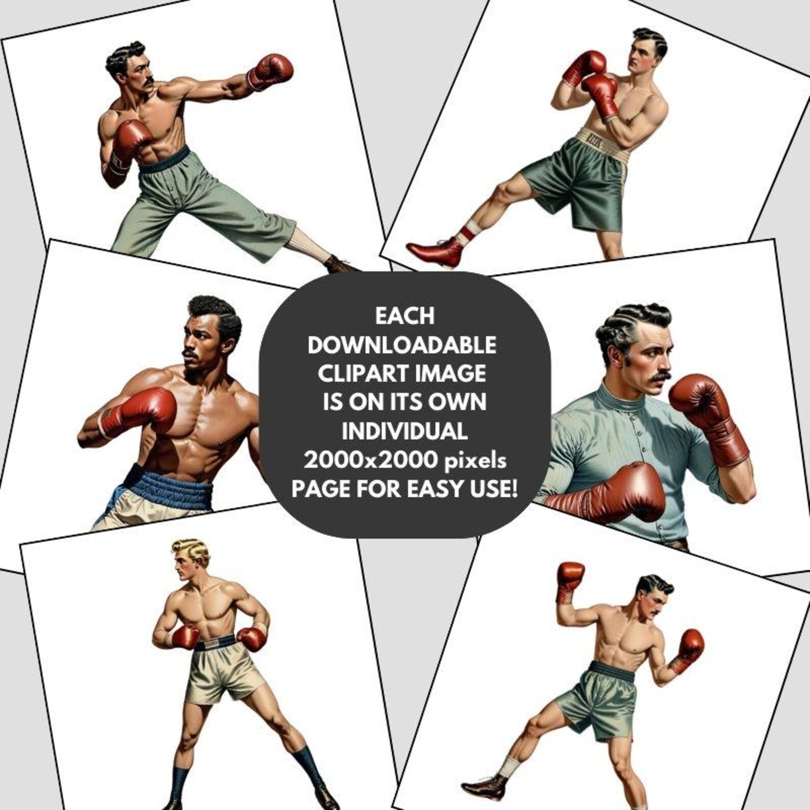Victorian Boxers Illustrations. 20 Individual Vintage Images. Pugilists ...