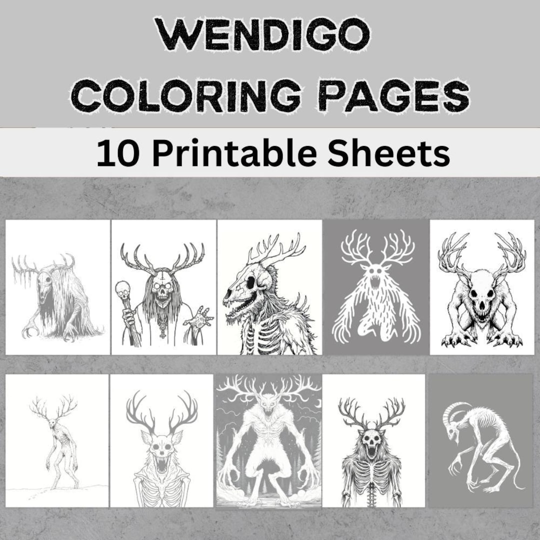 Wendigo Coloring Pages: Creepy Cryptid Horror Art (instant Download) of ...