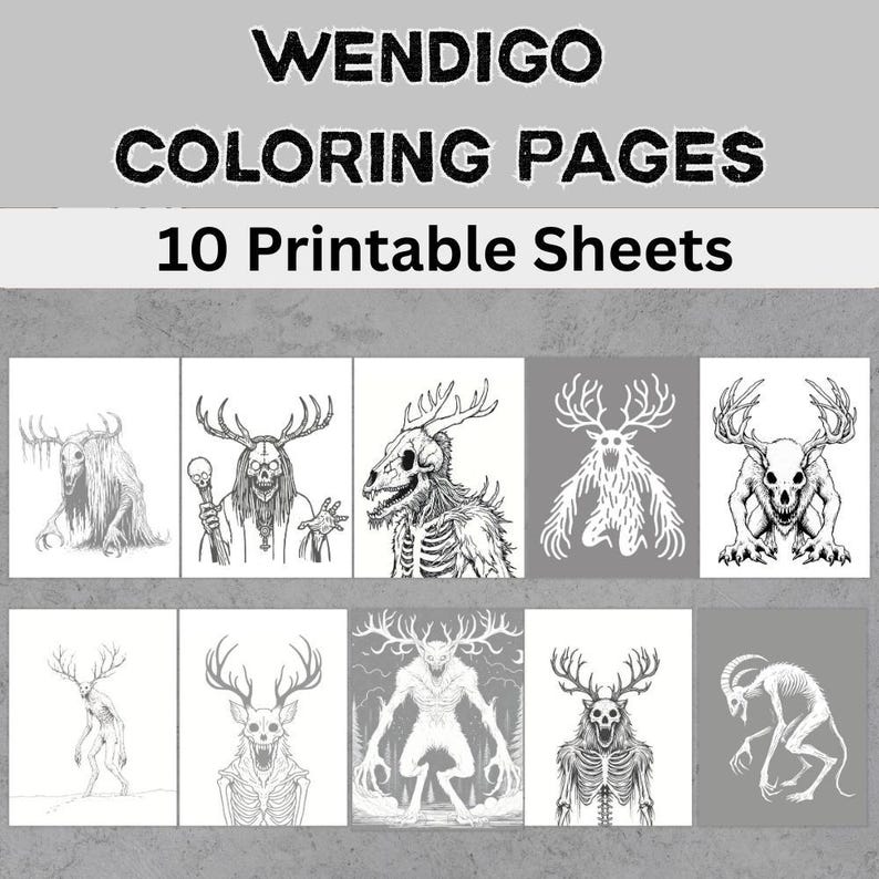 Wendigo Coloring Pages: Creepy Cryptid Horror Art (instant Download) of ...