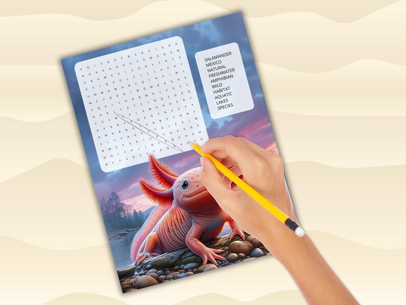 Axolotl Word Search: Printable Birthday Party Games (digital Download ...