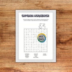 Capybara Wordsearch Puzzles. 5 Cute Word Search Sheets. Fun Activity ...