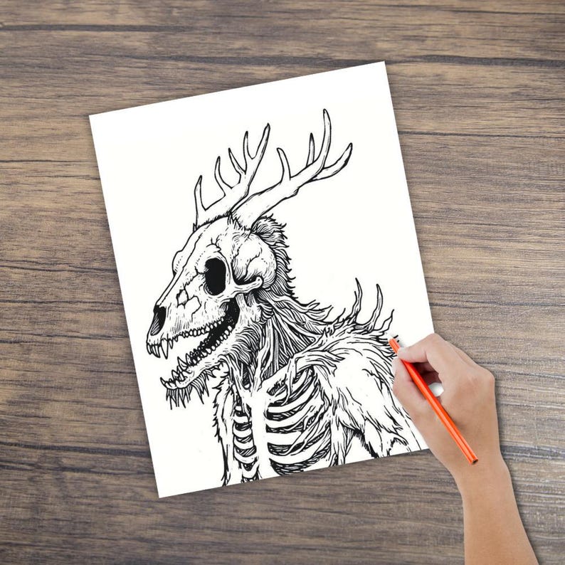 Wendigo Coloring Pages: Creepy Cryptid Horror Art (instant Download) of ...