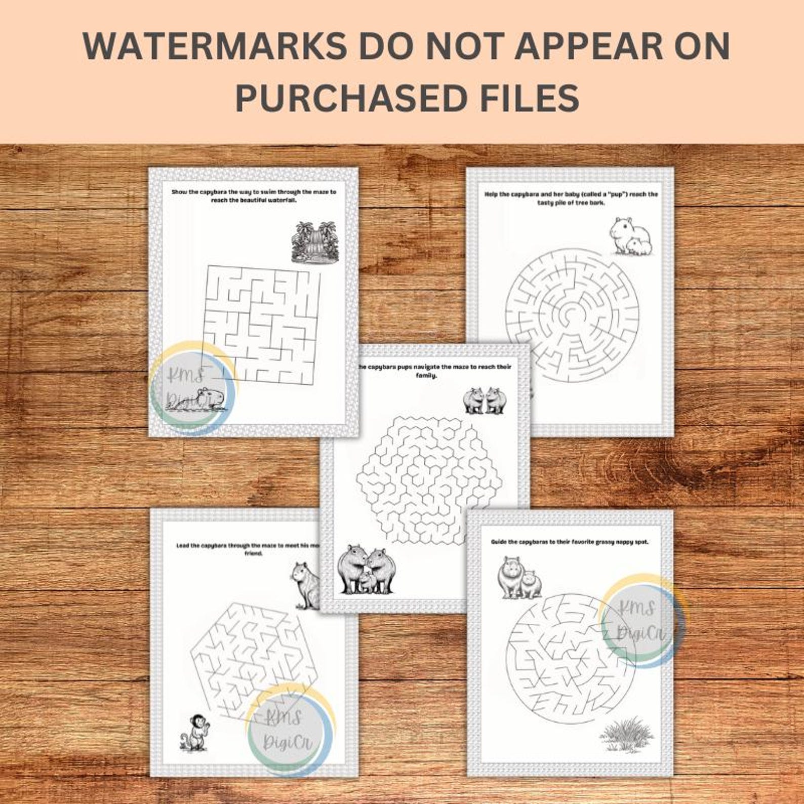 Capybara Maze Puzzle Sheets: Set of 5 (digital Download), Capybaras ...