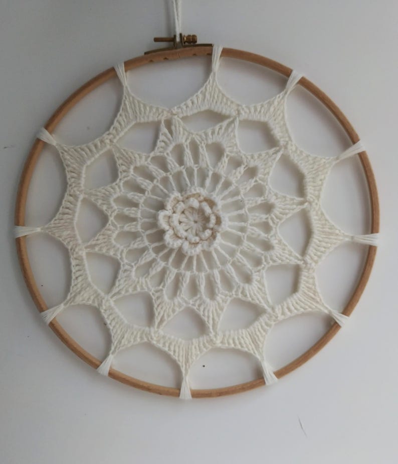 Crochet Mandala Wall Hanging, Boho Dreamcatcher Decor, Handmade ...