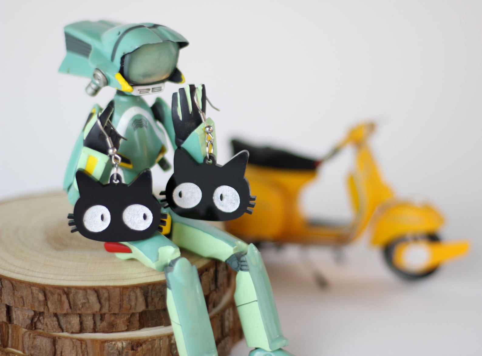 Black Cat FLCL Takkun Anime Inspired Black Cat Earrings - Etsy