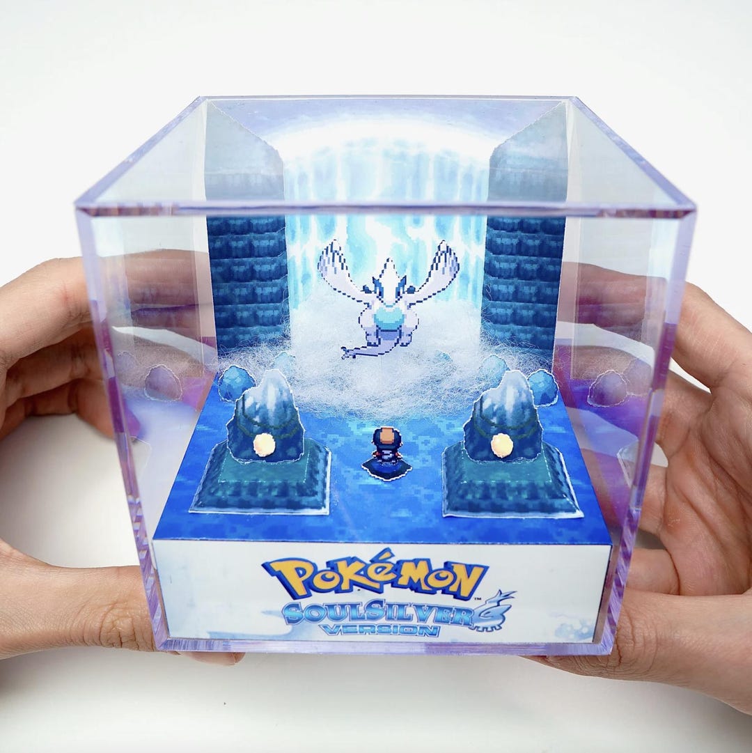 Pokémon Lugia Soulsilver Diorama Cube DIY Papercraft Shadowbox Retro ...